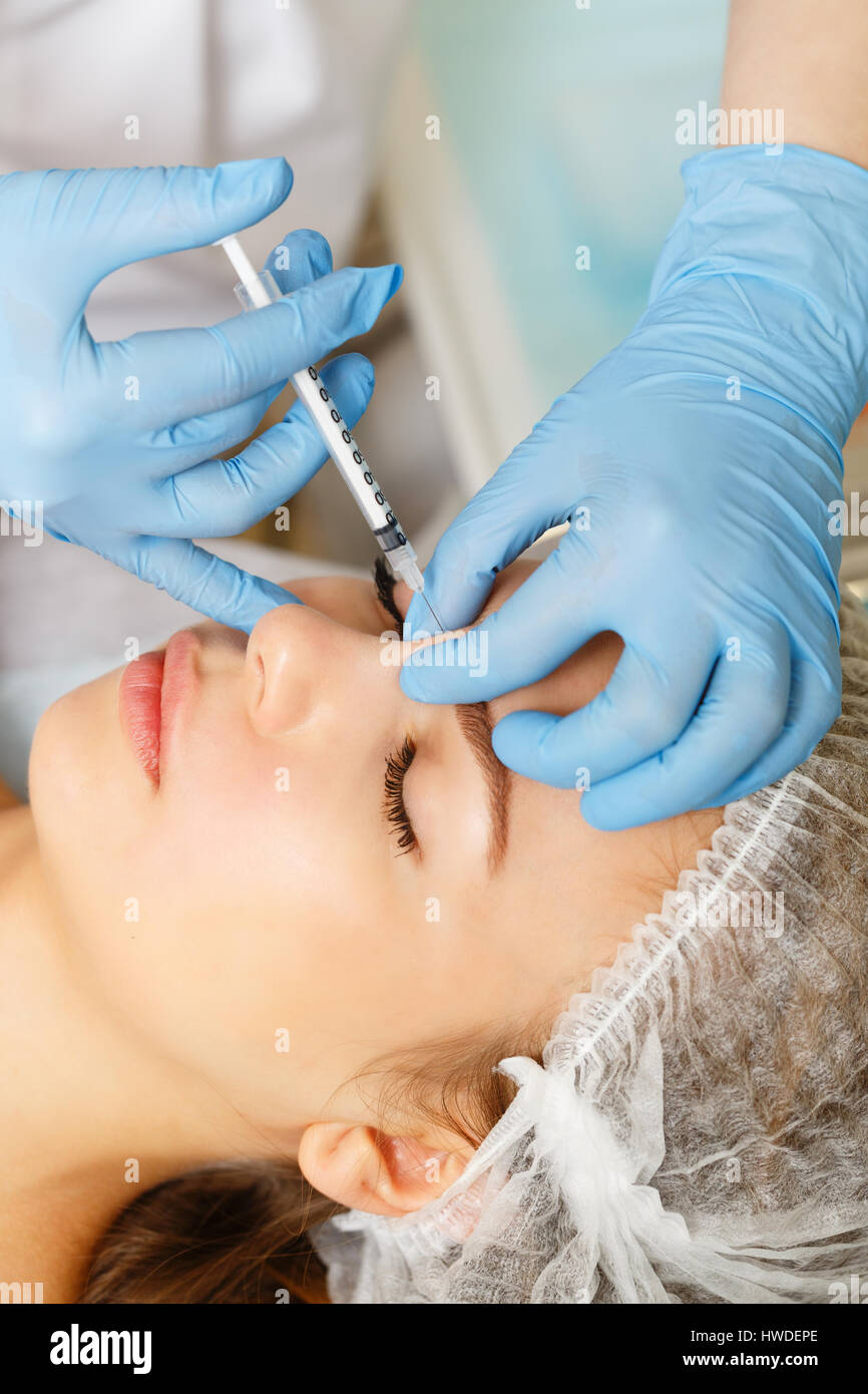 Injections under the skin. The injection the skin on the nose ...