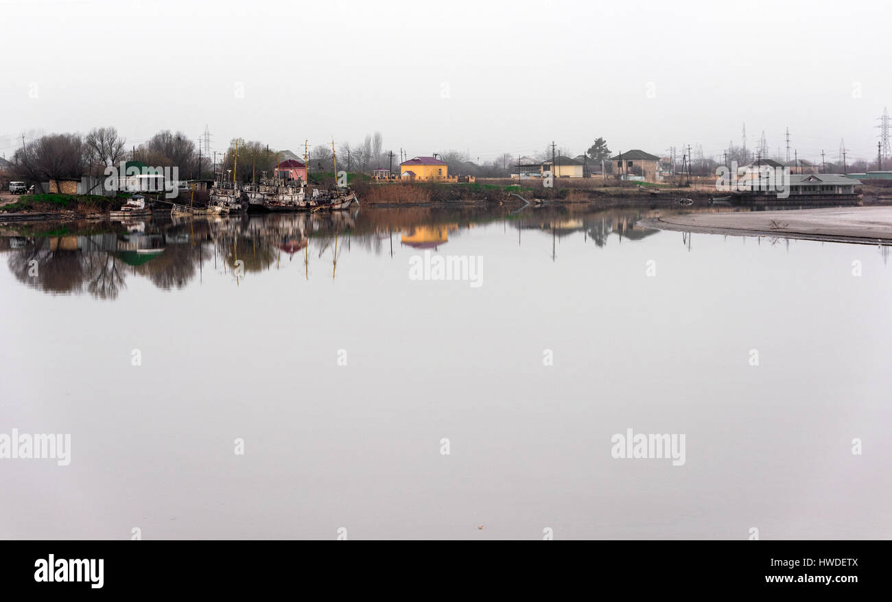 Calm flat river Stock Photo - Alamy