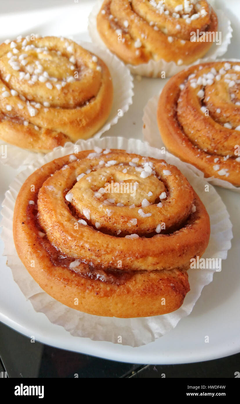 Sweet swedish rolls with cinnamon, also known as bulle Stock Photo - Alamy