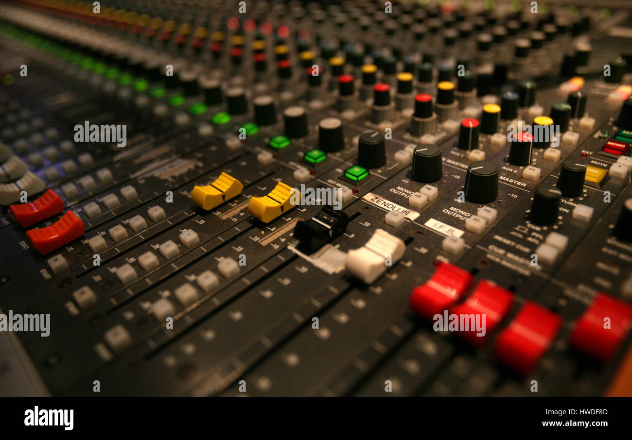 control panel of a tv studio editing room Stock Photo - Alamy