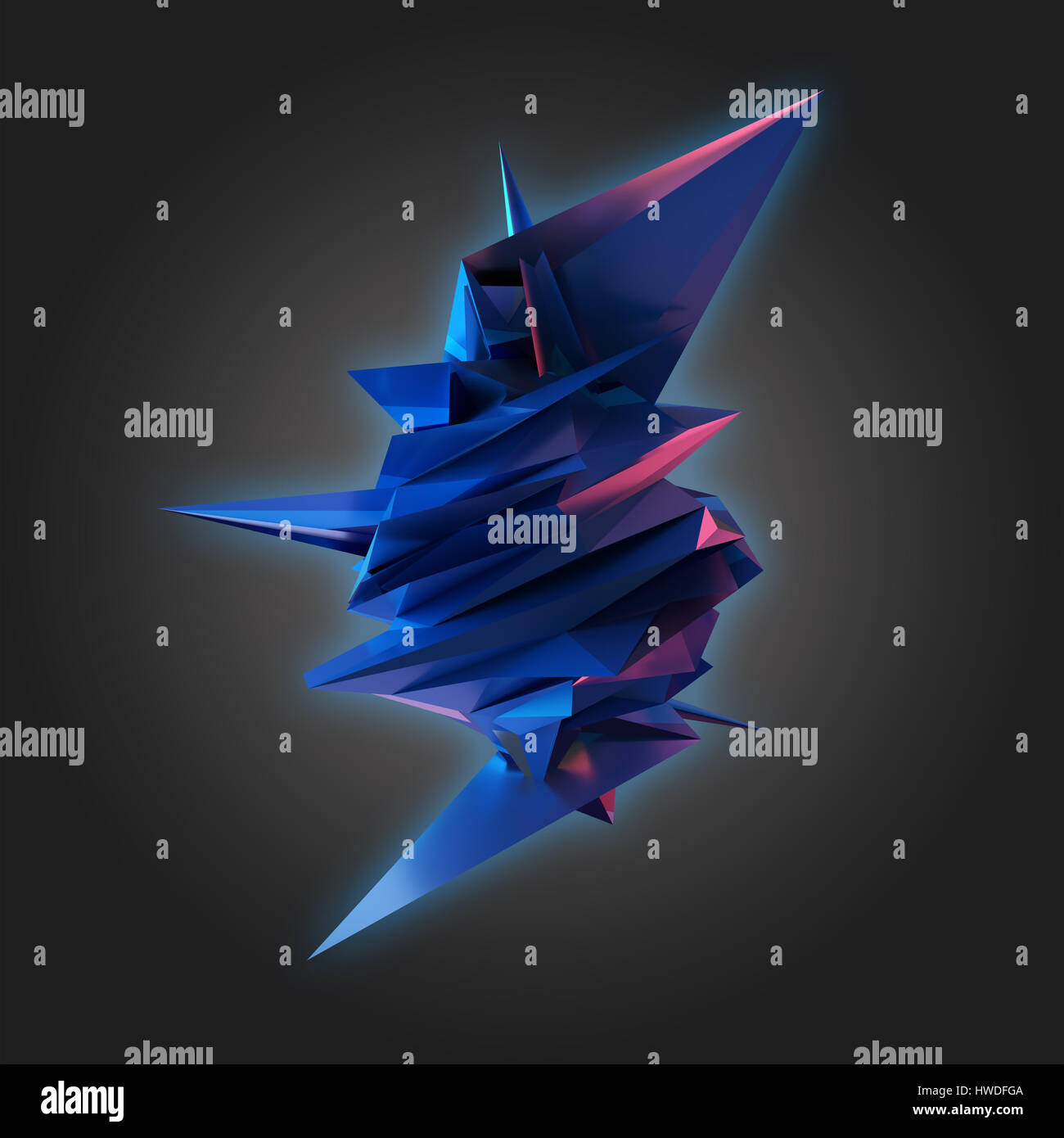 Blue abstract fantasy shape on the dark background. 3D render ...