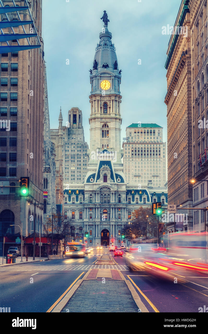 Philadelphia's City Hall at dusk Stock Photo - Alamy