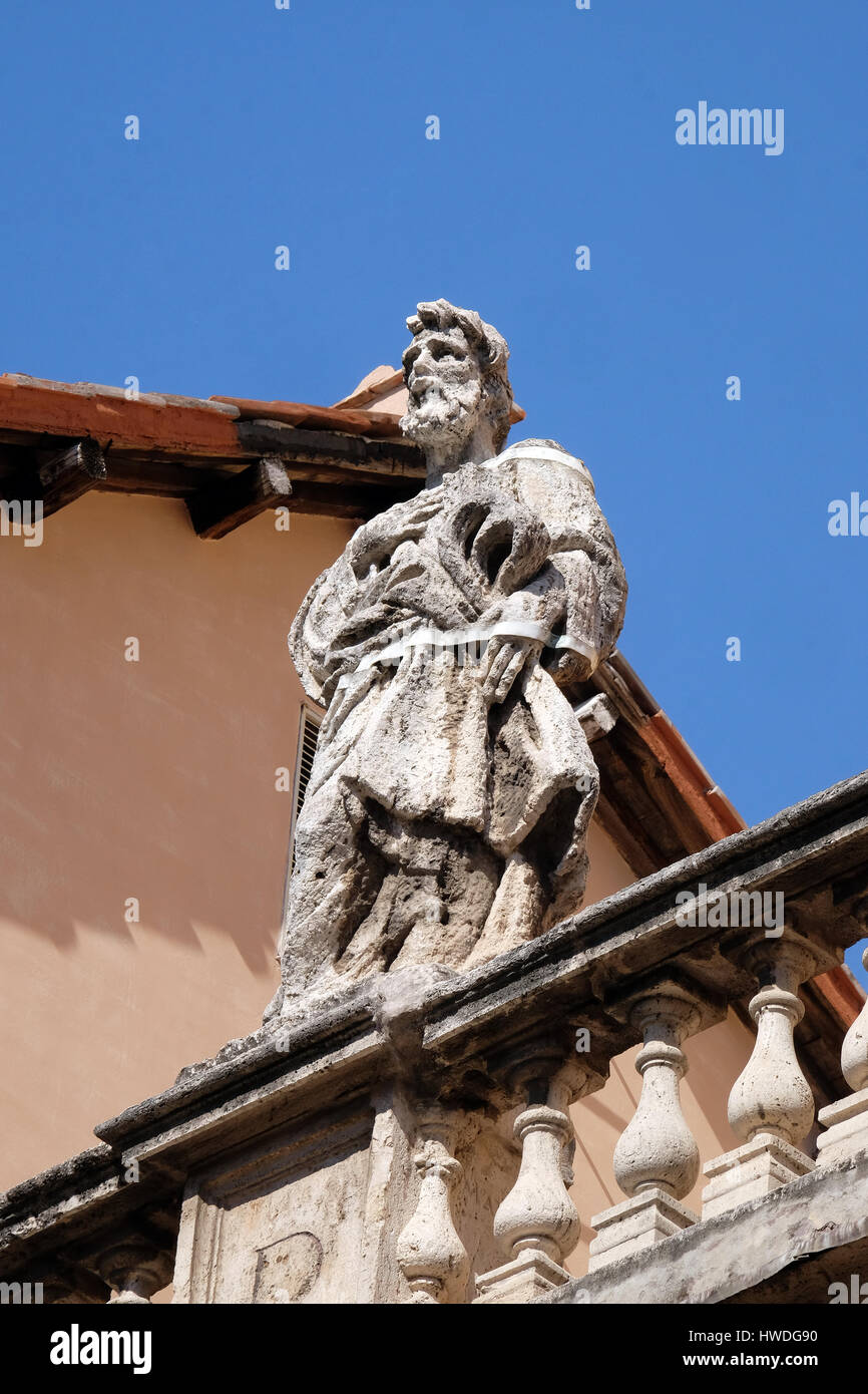 Statue of Apostle on the church dei Santi XII Apostoli in Rome, Italy ...