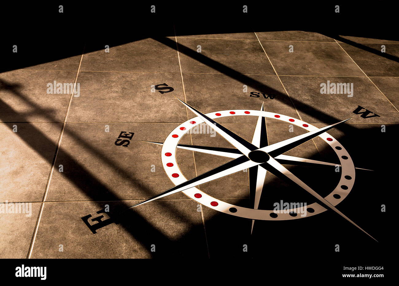Compass on the floor of Hook Lighthouse in Ireland Stock Photo - Alamy