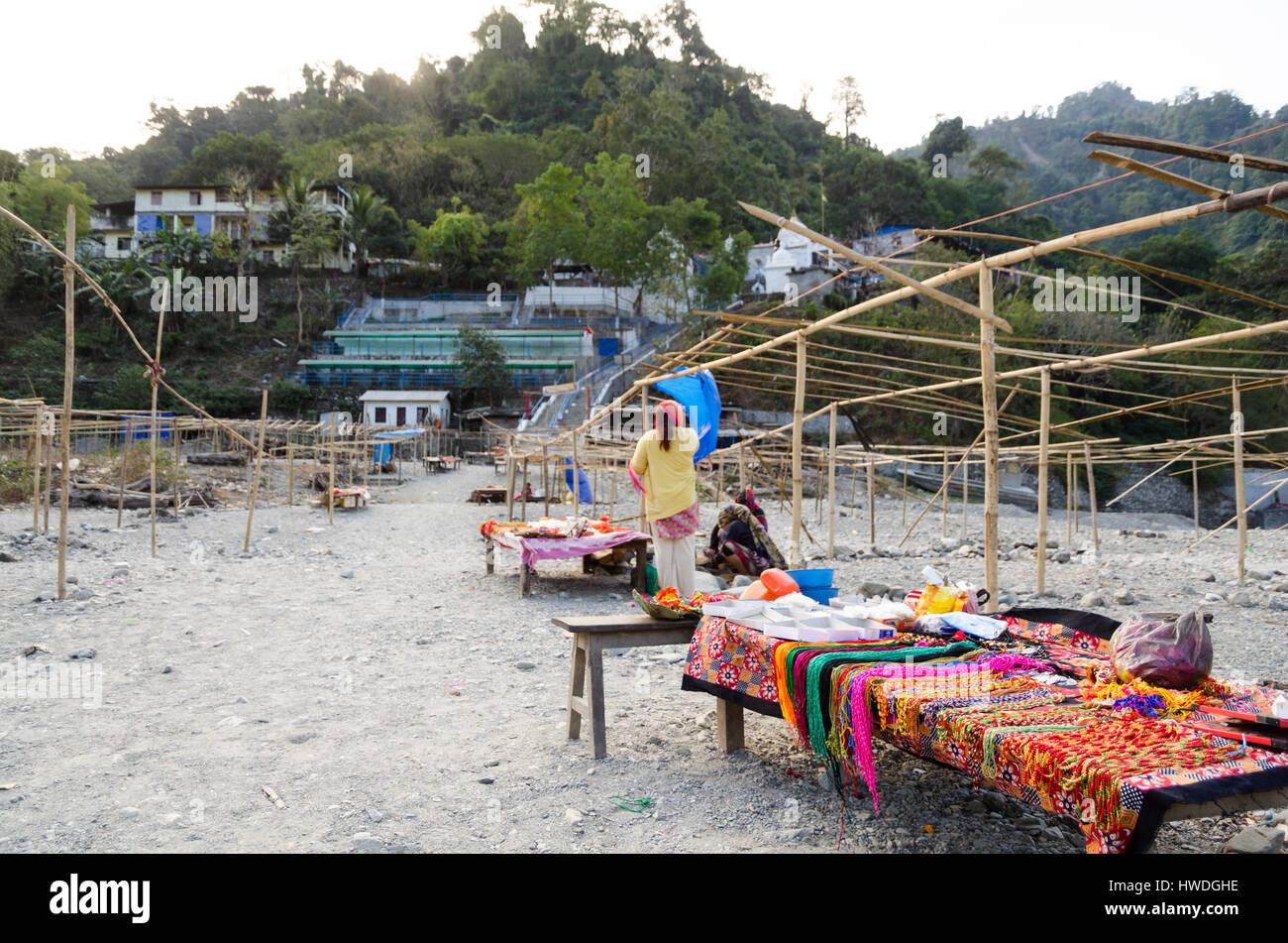Narrow street market of Baraha Chhetra in Sunsari Nepal selling ...