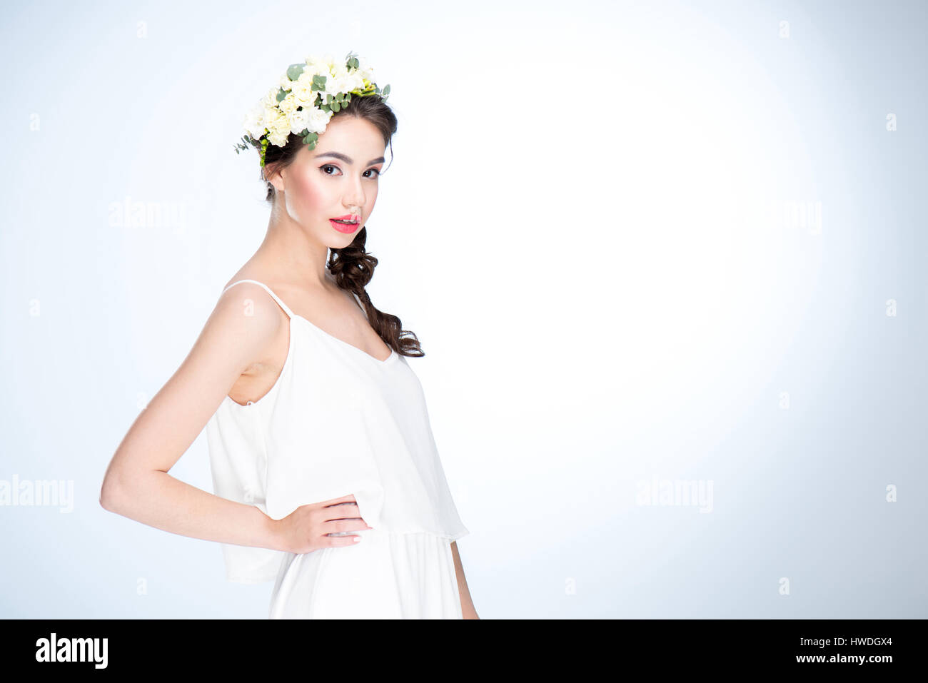 side view of sensual woman in dress looking to camera Stock Photo - Alamy