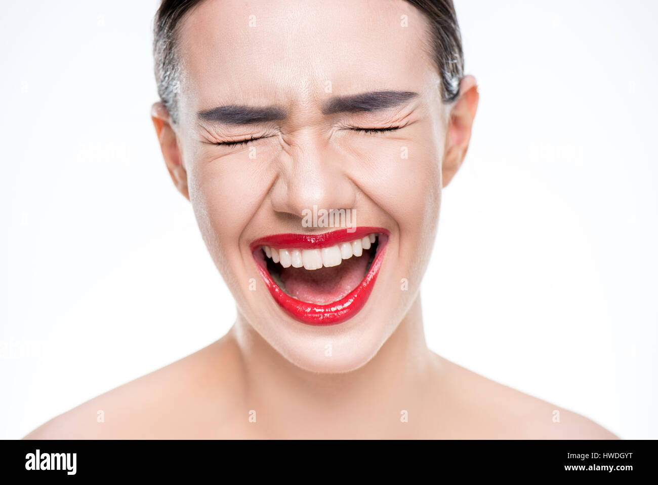 Young woman screaming hi-res stock photography and images - Alamy