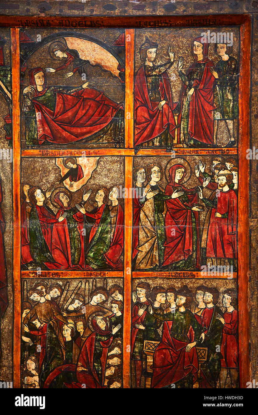 Gothic painted Panel of the life of Saint Ursula. Tempera and varnished ...