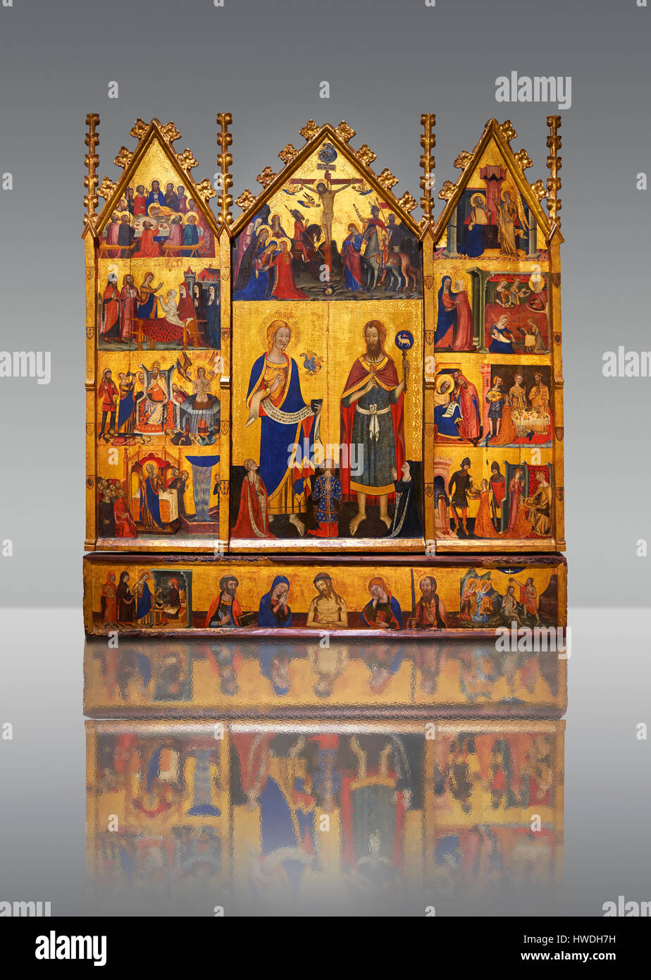 Gothic painted Panel Altarpiece of the Saints John by Master of Santa ...