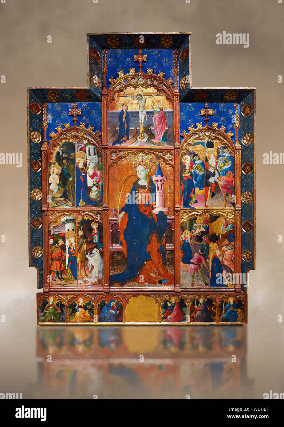 Gothic painted Panel Altarpiece of Saint Barbara by Goncal Peris Sarria ...