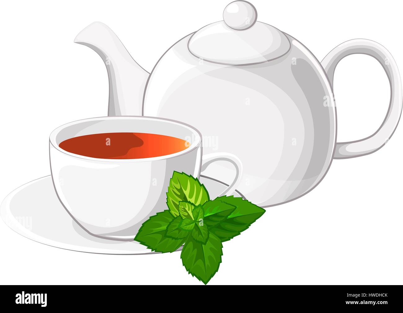 Cup mint tea teapot Stock Vector Images - Alamy