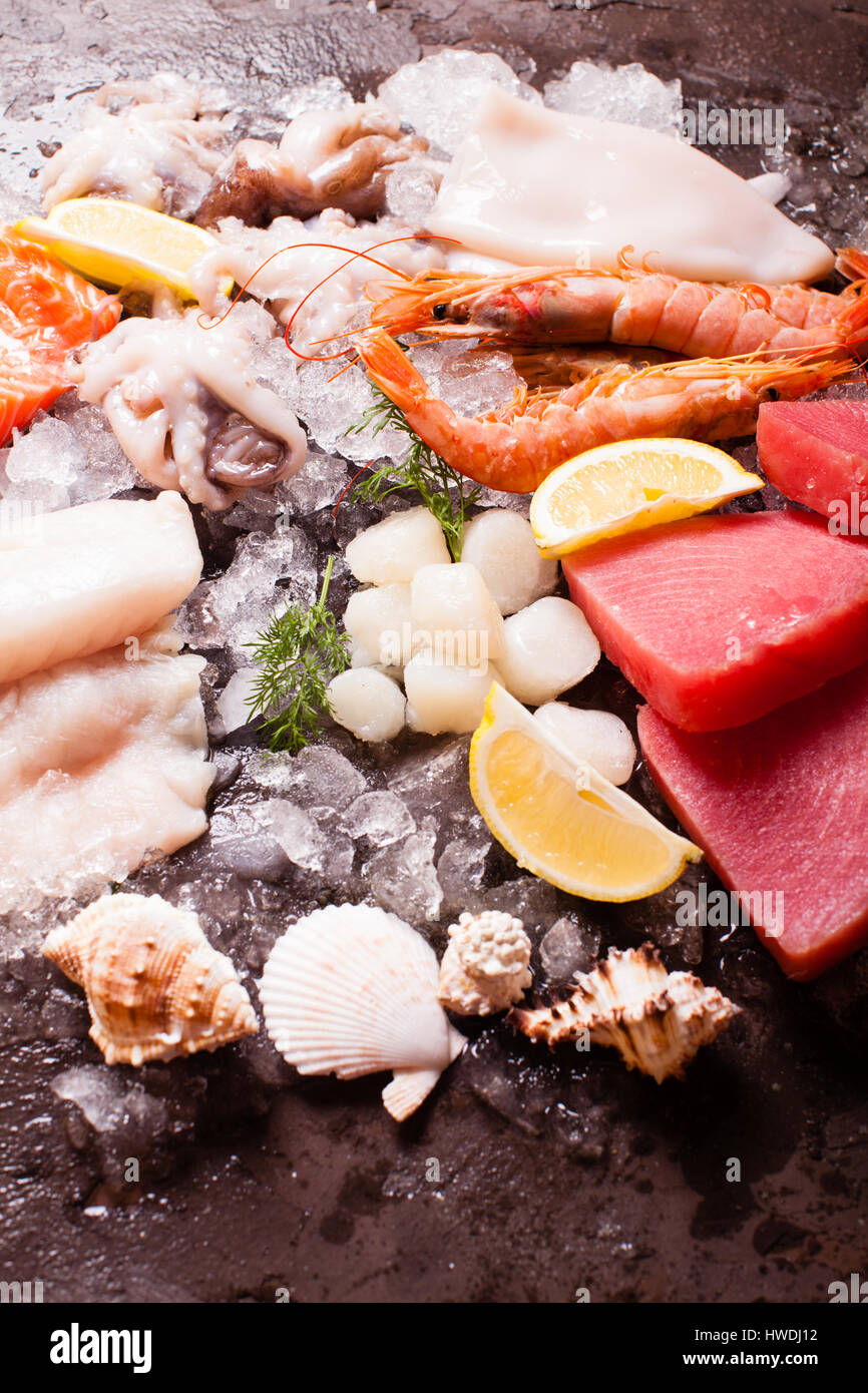 Seafood on the ice Stock Photo - Alamy