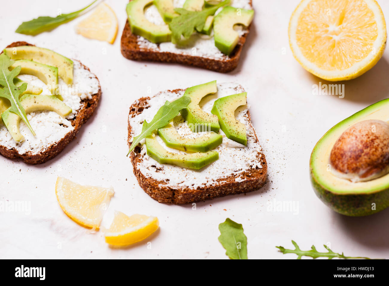 Cream cheese and avocado sandwiche Stock Photo - Alamy