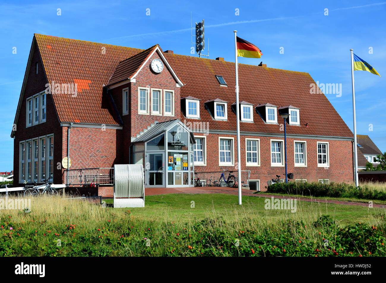 Baltrum, Germany, building of spa management on the North Sea Baltrum ...
