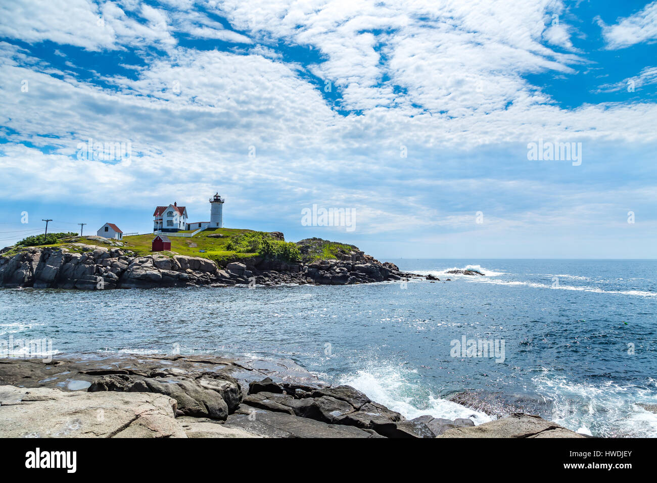 The Cape Neddick Light stands on Nubble Island about 100 yards off Cape ...