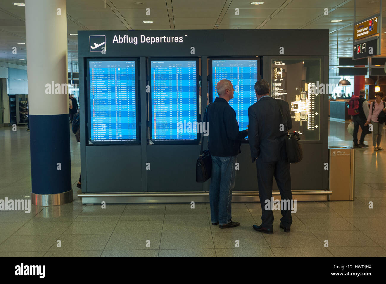 Muenchen, Germany, Passengers in the Terminal of the Munich Airport ...