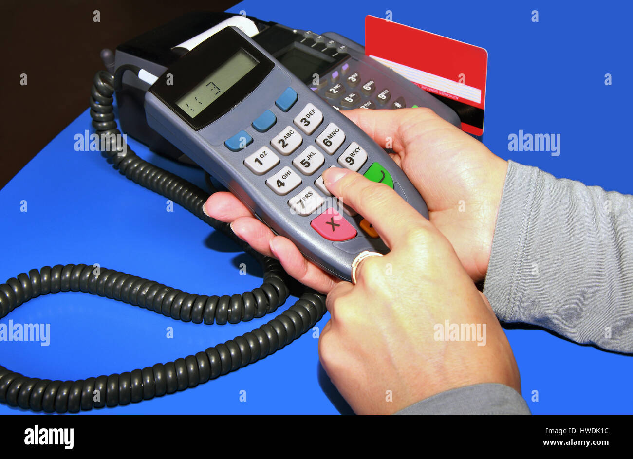 Carrying out of transaction through the electronic bank terminal Stock ...
