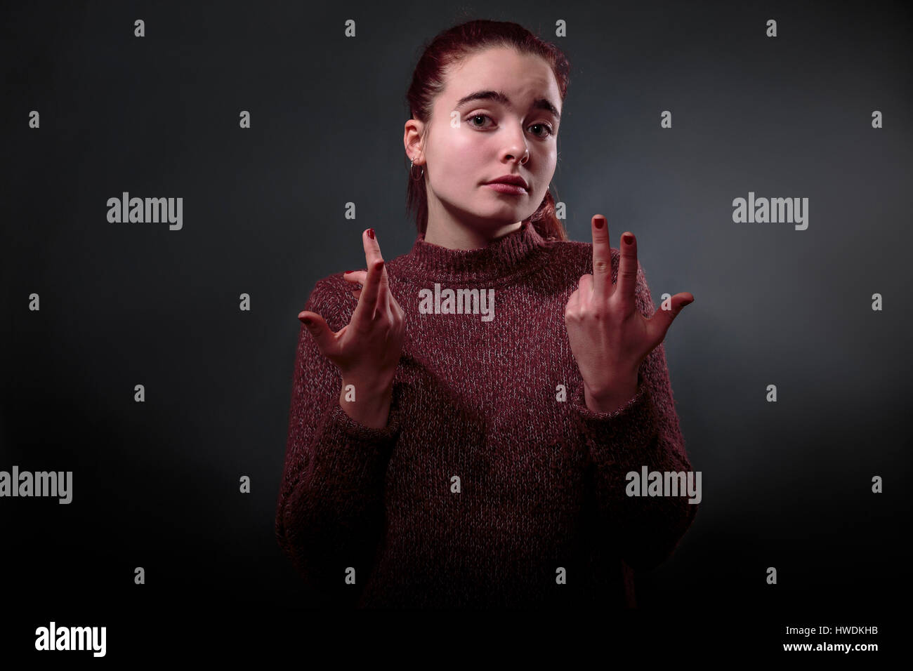 convincing, portrait of a young woman Stock Photo - Alamy