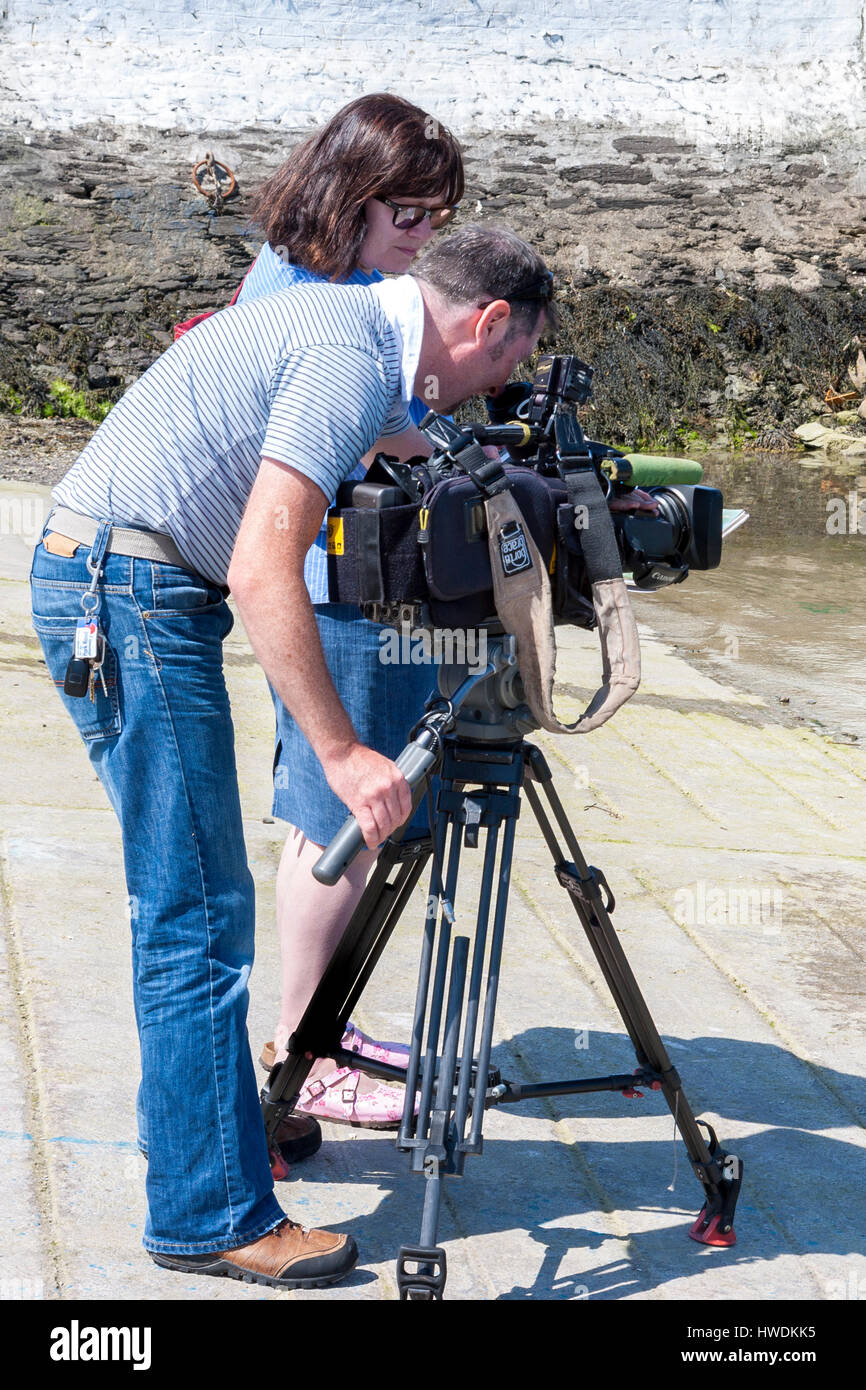 Television cameraman with Irish national broadcaster RTE on location in ...