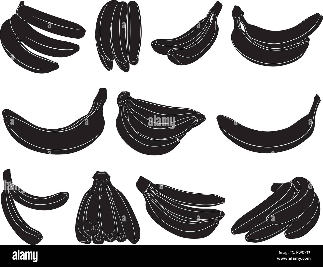 Set of different bananas isolated on white Stock Vector Image & Art - Alamy