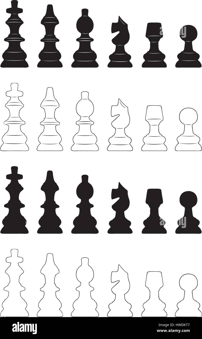 Set of different chess pieces isolated on white Stock Vector Image ...