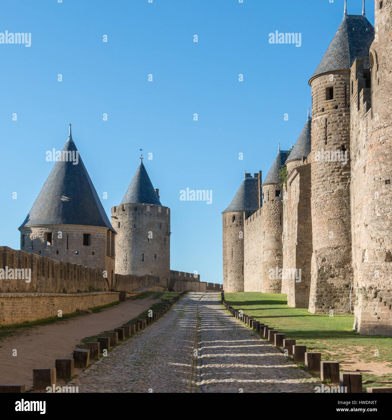 A walkway in Carcassone Castle in France Stock Photo - Alamy
