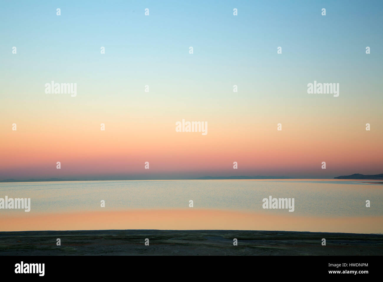 Dawn on Great Salt Lake, Antelope Island State Park, Utah Stock Photo ...