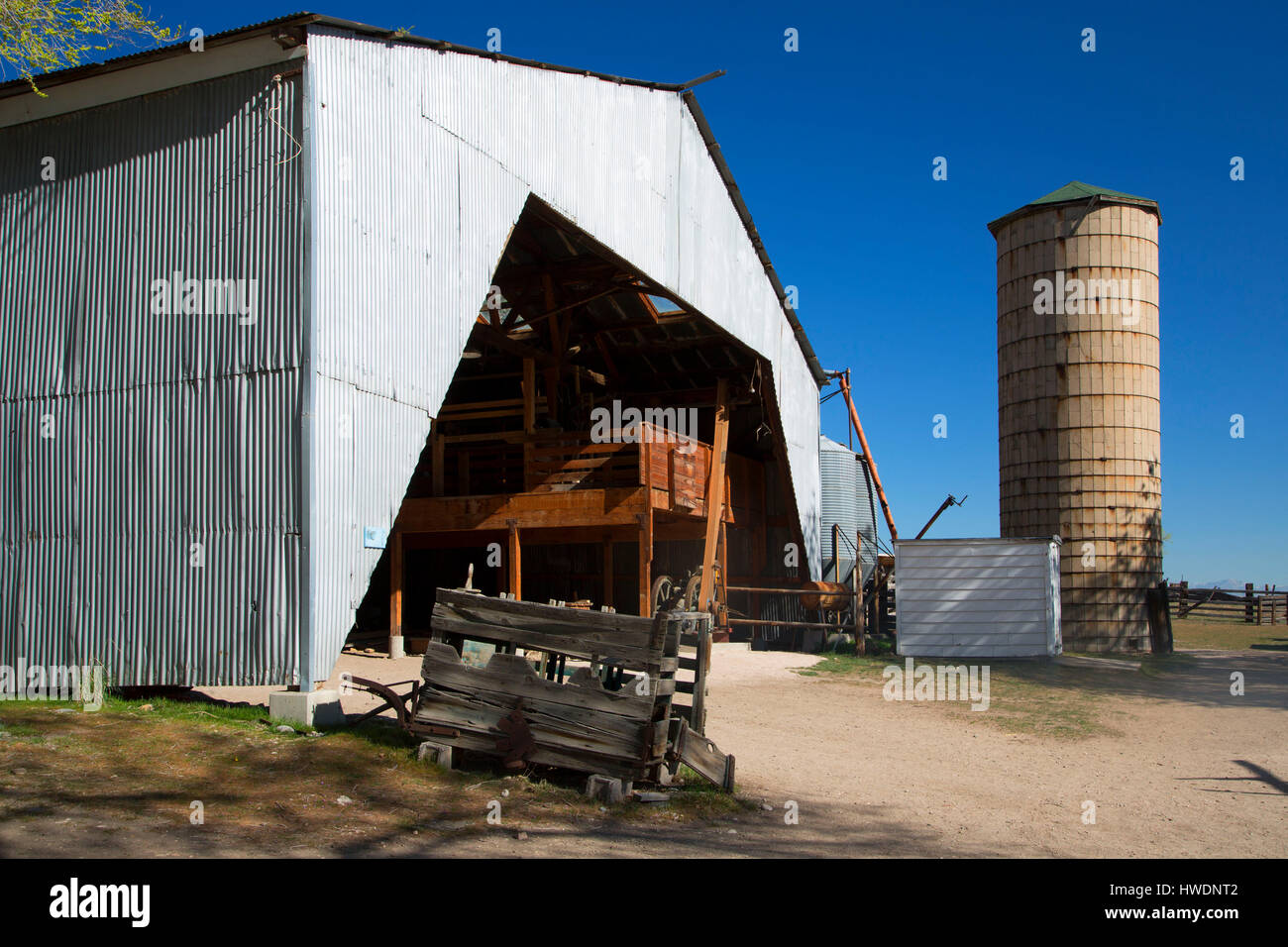 Shearing barn with silo, Fielding Garr Ranch, Antelope Island State ...