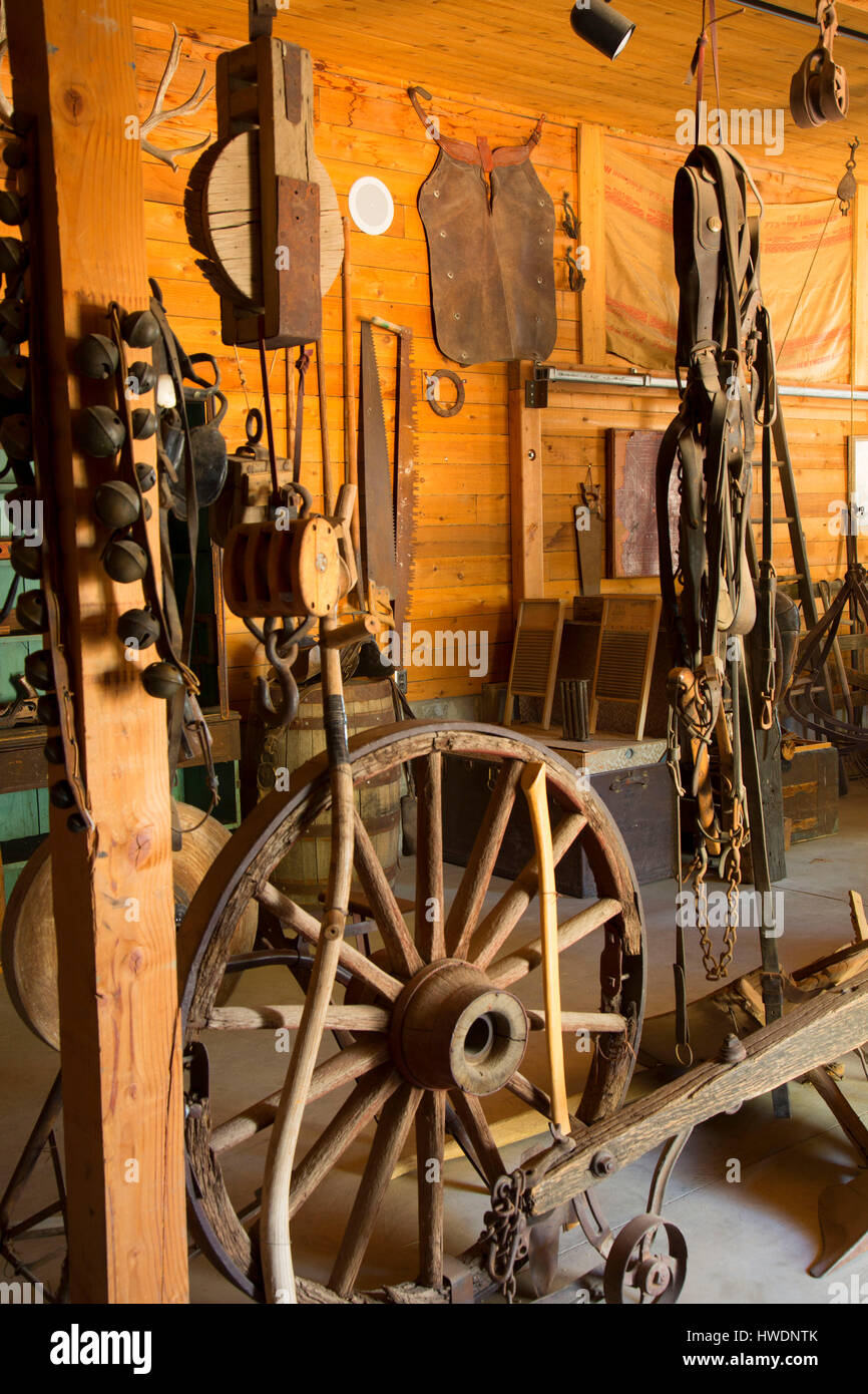 Exhibits in shearing barn, Fielding Garr Ranch, Antelope Island State ...