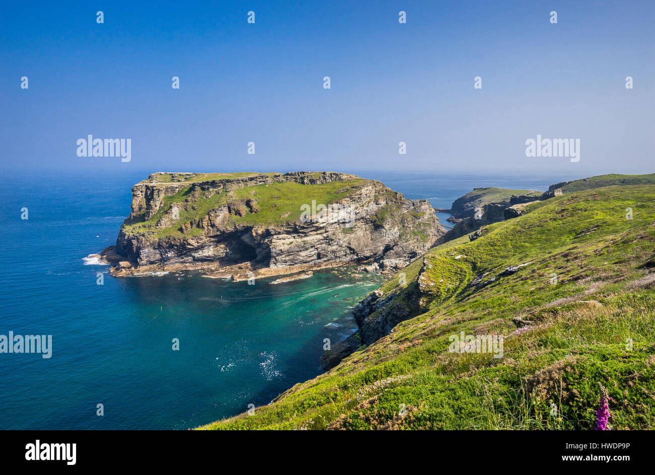 United Kingdom, South West England, Cornwall, Tintagel, view from Glebe ...