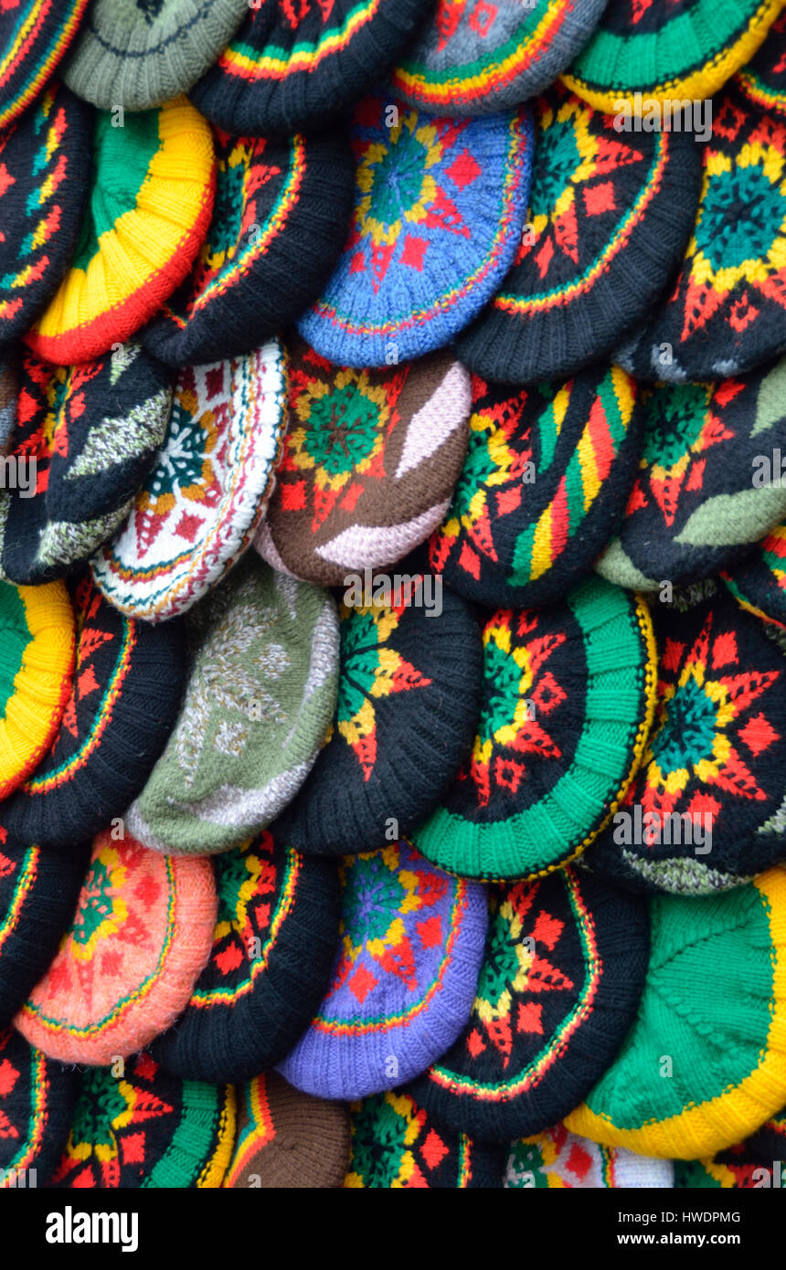 Display of Jamaican Rasta caps Stock Photo - Alamy