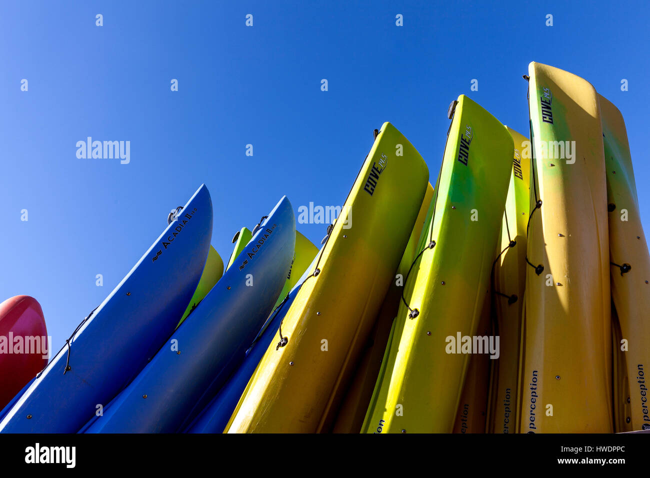 Stacks of kayaks hi-res stock photography and images - Alamy