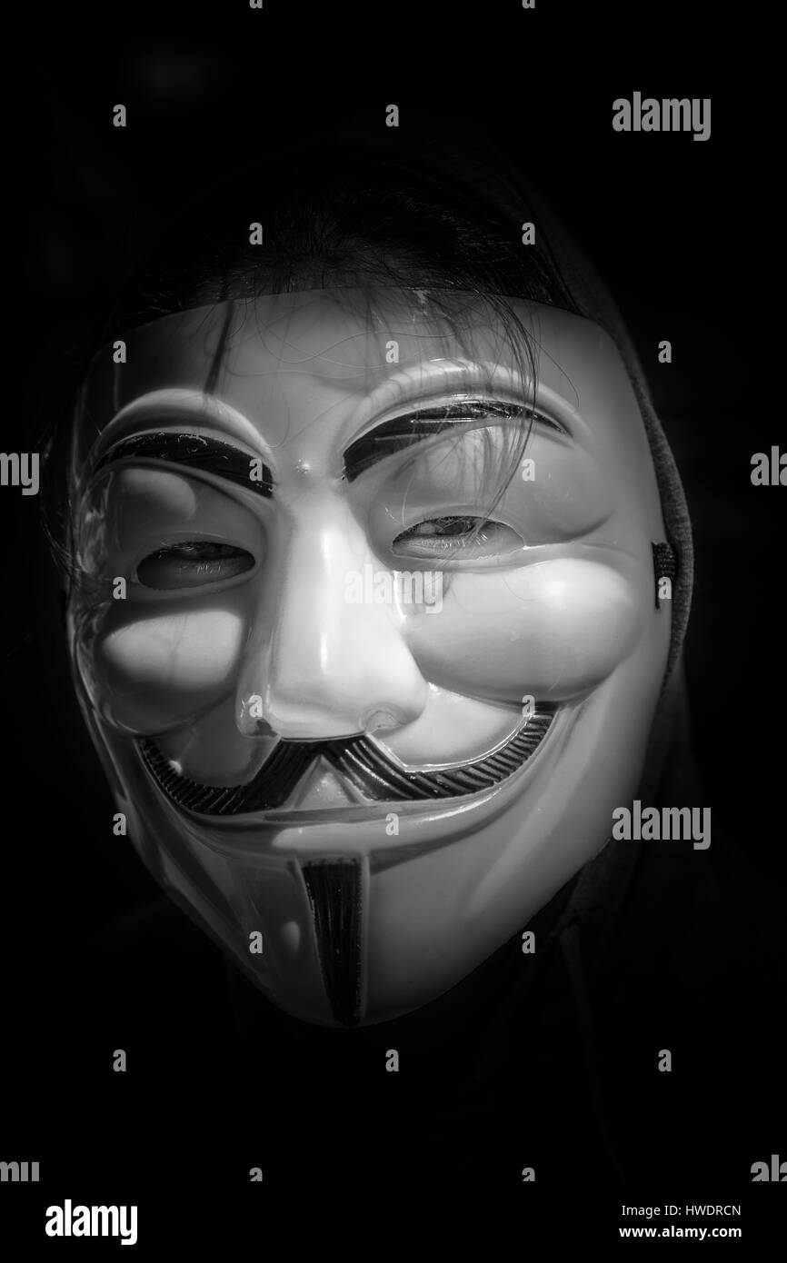 Portrait of V for Vendetta movie character Stock Photo - Alamy