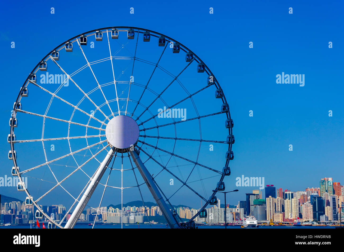 The Hong Kong observation (ferris) wheel on the Central overlooking ...