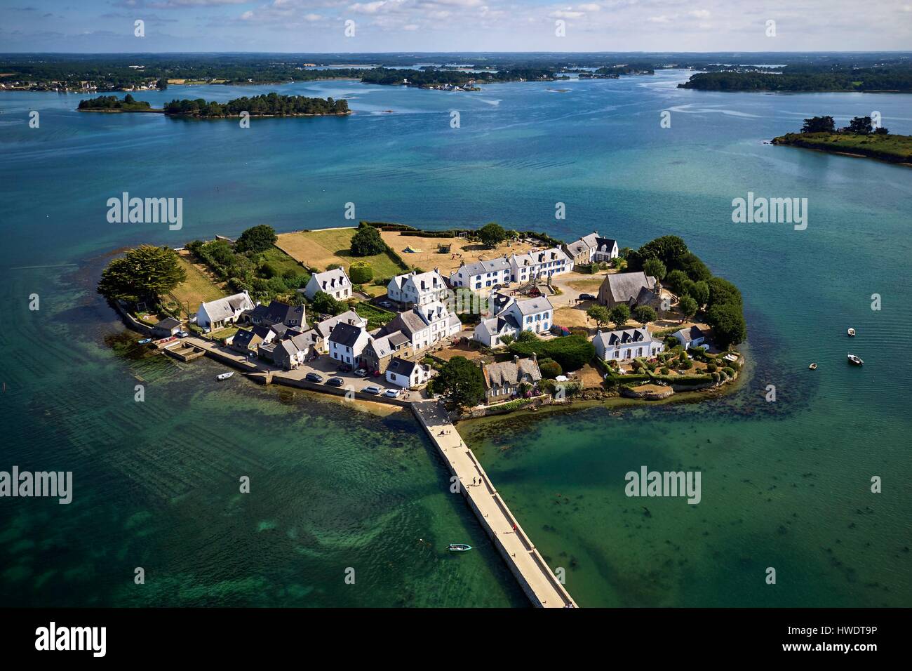 France, Morbihan, Etel river, Saint-Cado Island (aerial view Stock ...