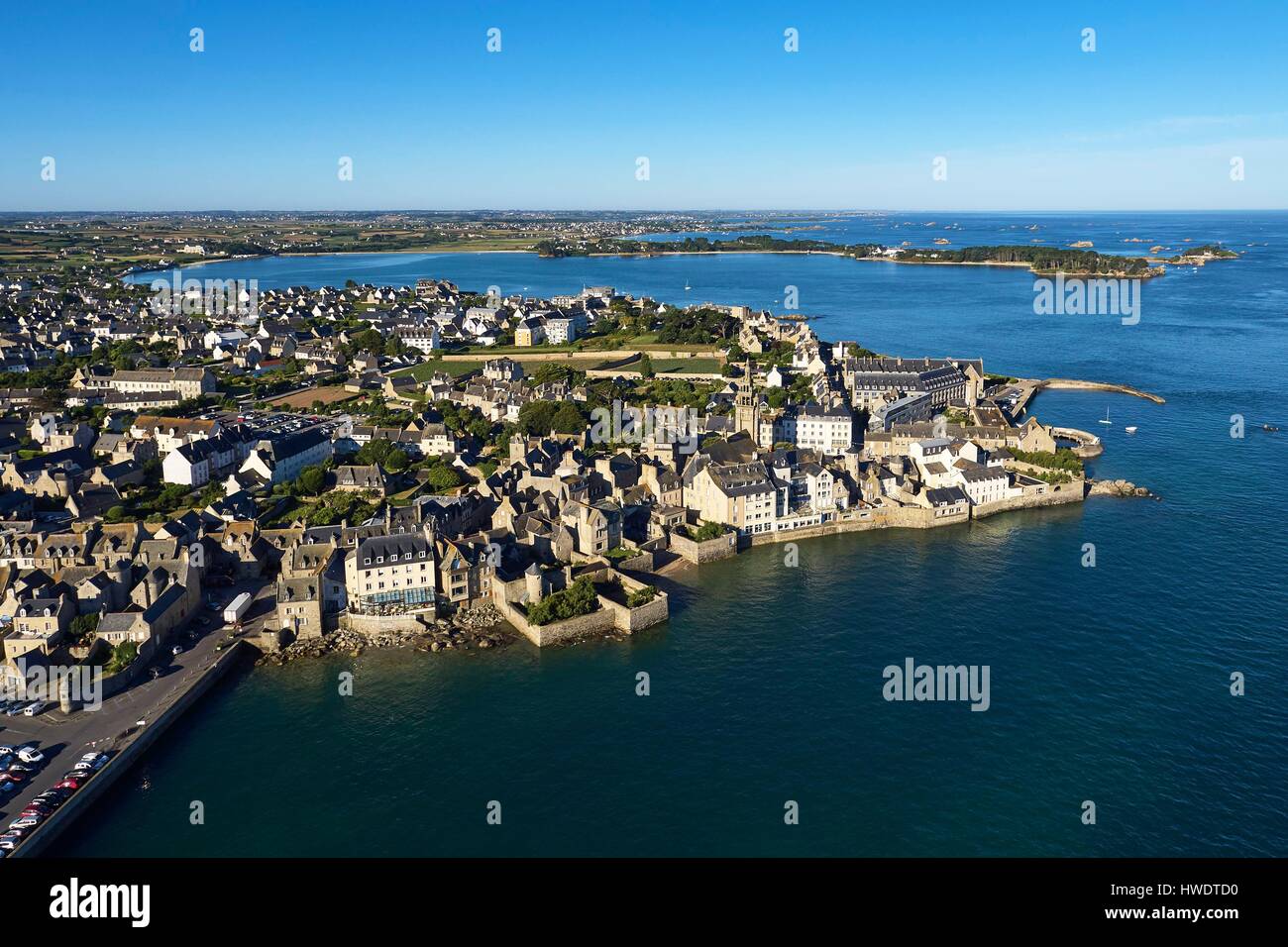 France, Finistere, Roscoff, the village (aerial view Stock Photo - Alamy