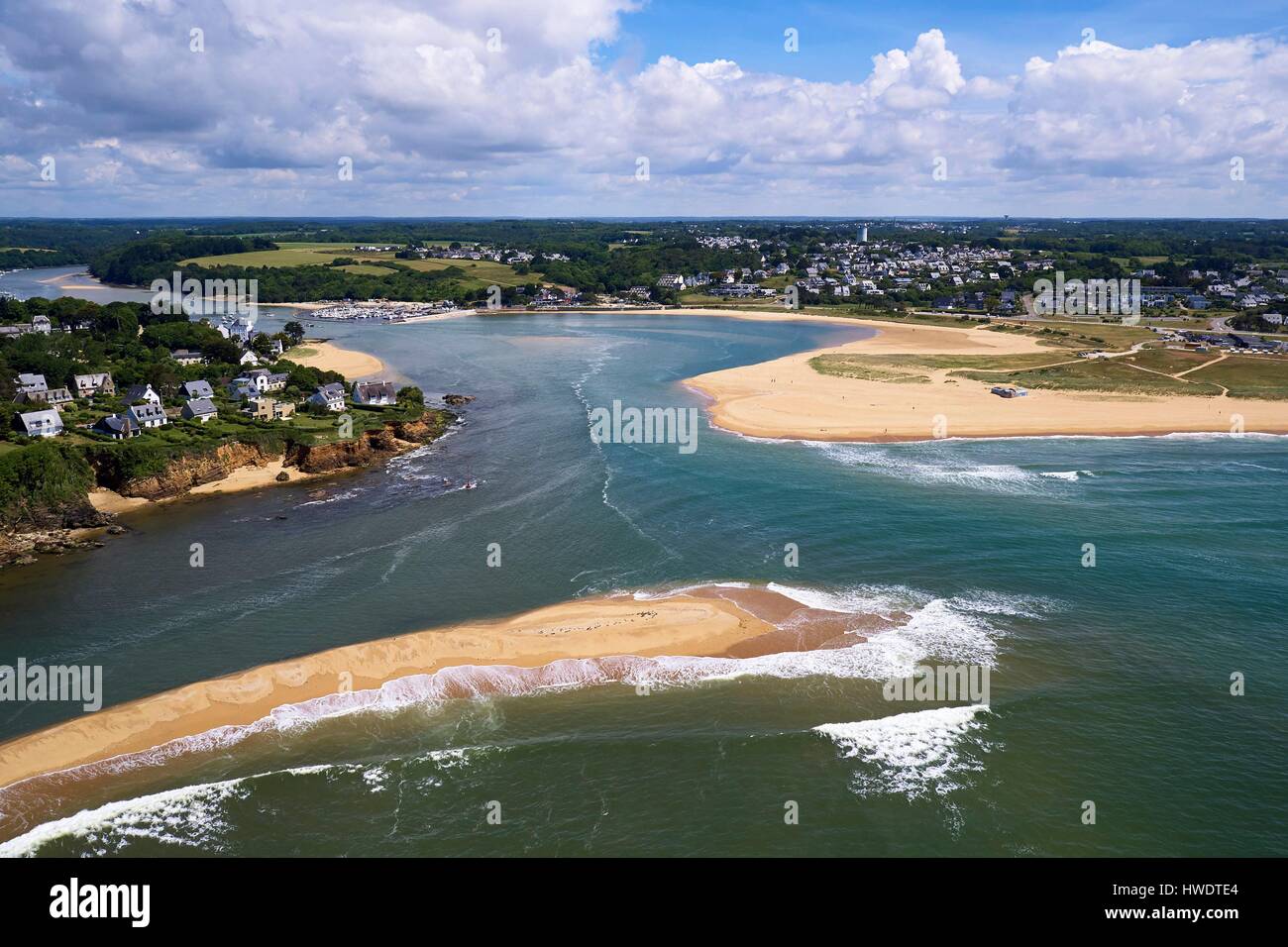 France, Morbihan, Etel, Etel river, sandbanks at the entrance of the ...