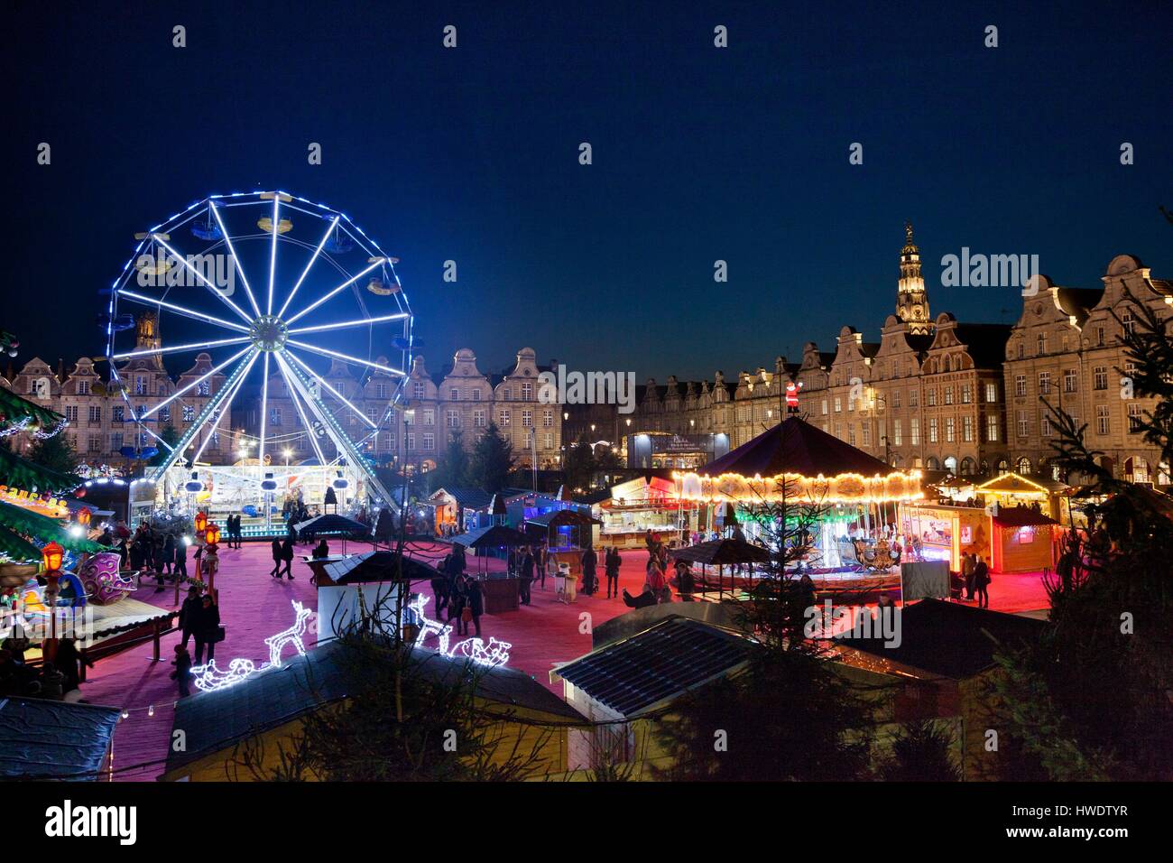 France, Pas de Calais, Arras, Grand place, Christmas market Stock Photo ...