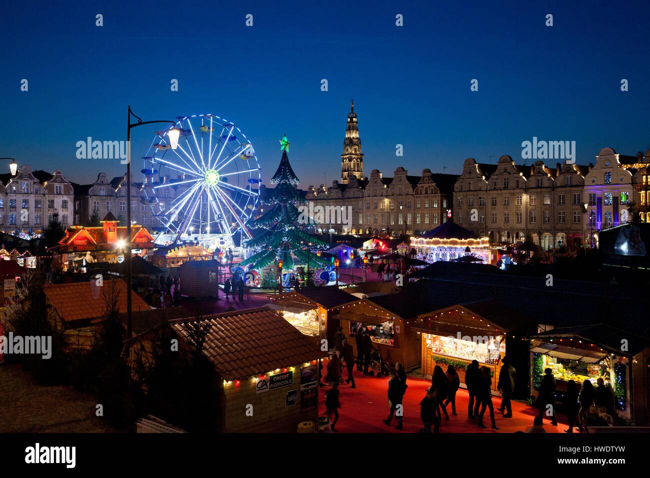 France, Pas de Calais, Arras, Grand place, Christmas market Stock Photo ...