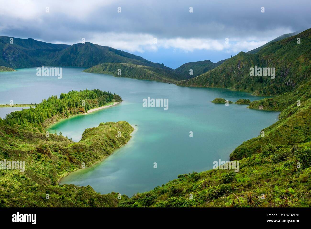 Portugal, Azores archipelago, Sao Miguel island, the crater lake Lagoa ...
