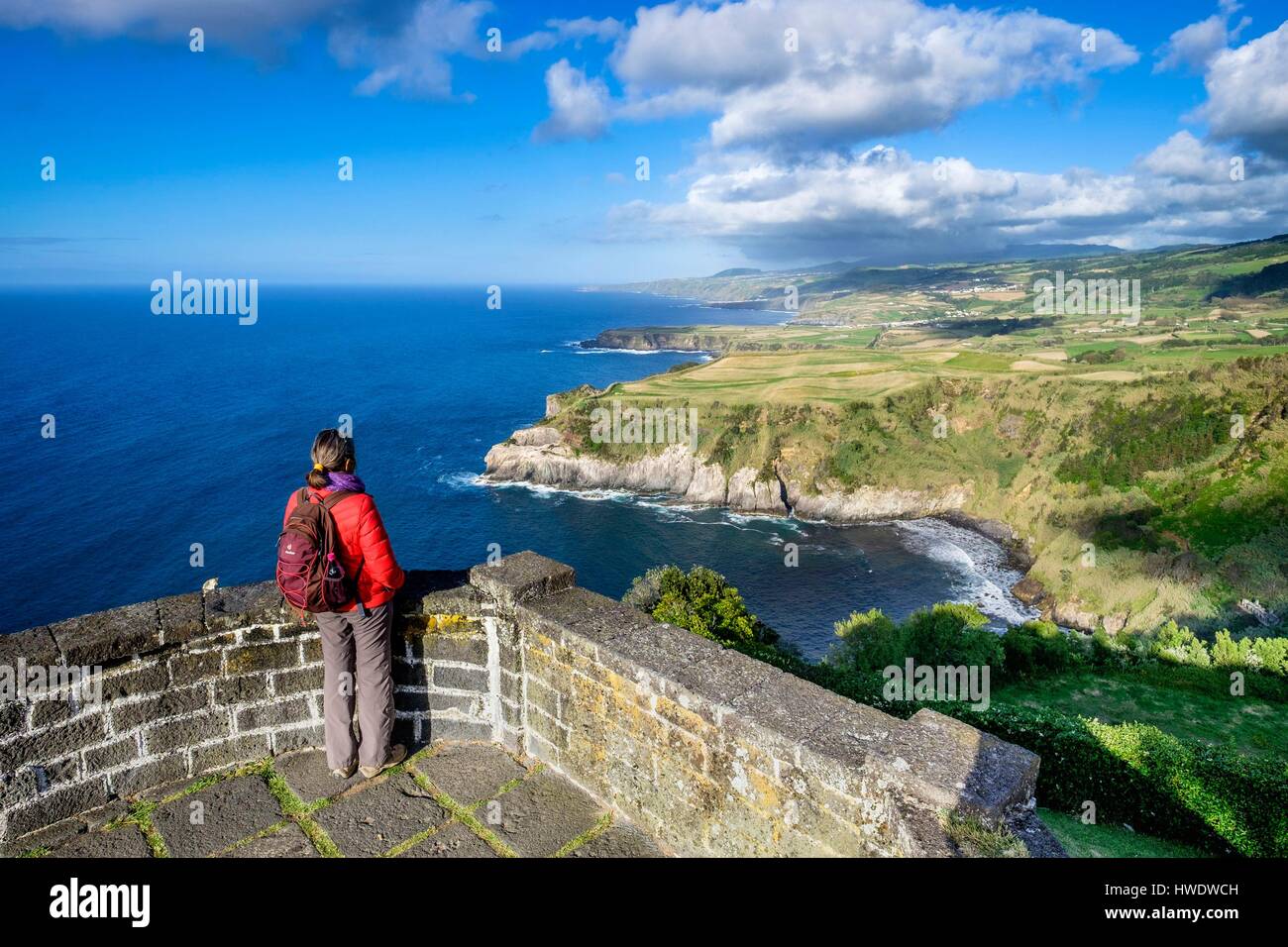 Portugal, Azores archipelago, Sao Miguel island, north coast, view from ...