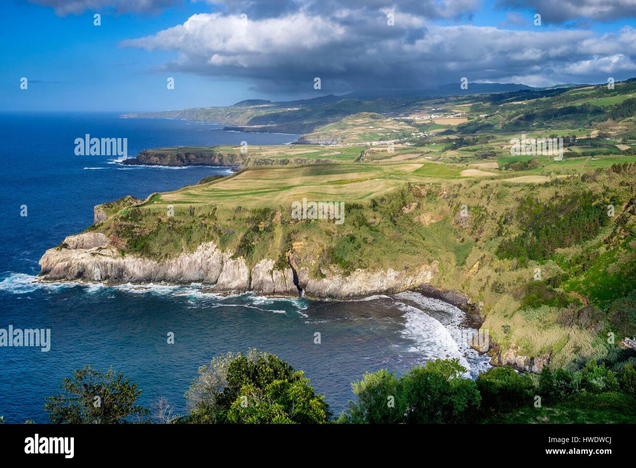 Portugal, Azores archipelago, Sao Miguel island, north coast, view from ...