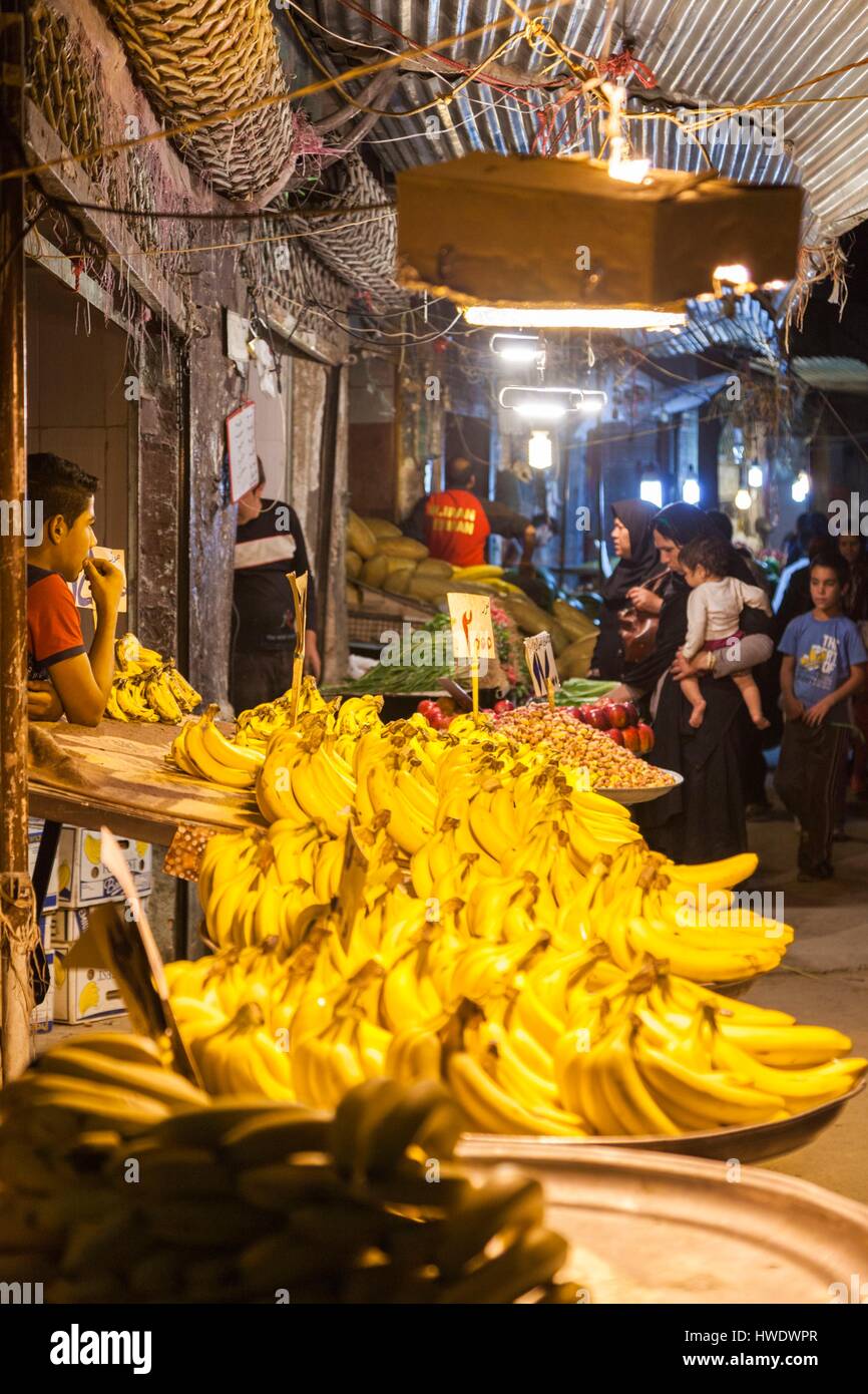 Iran, Southeastern Iran, Kerman, fruit market, banana stand Stock Photo ...