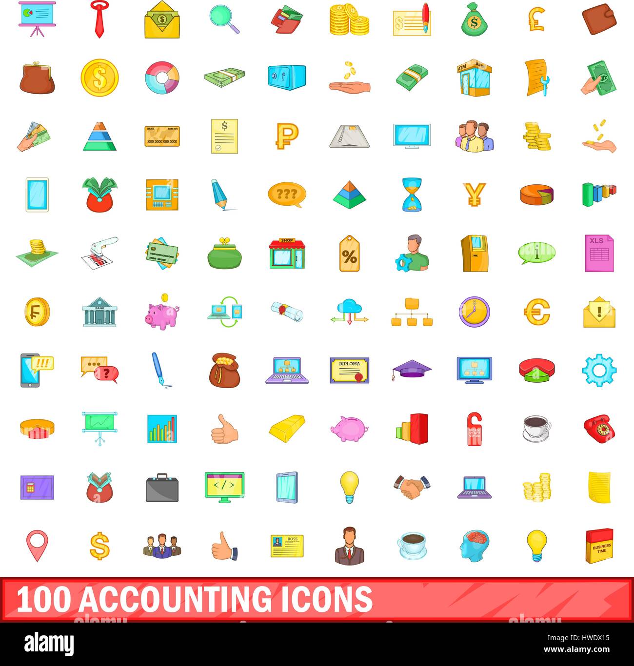 100 accounting icons set, cartoon style Stock Vector Image & Art - Alamy