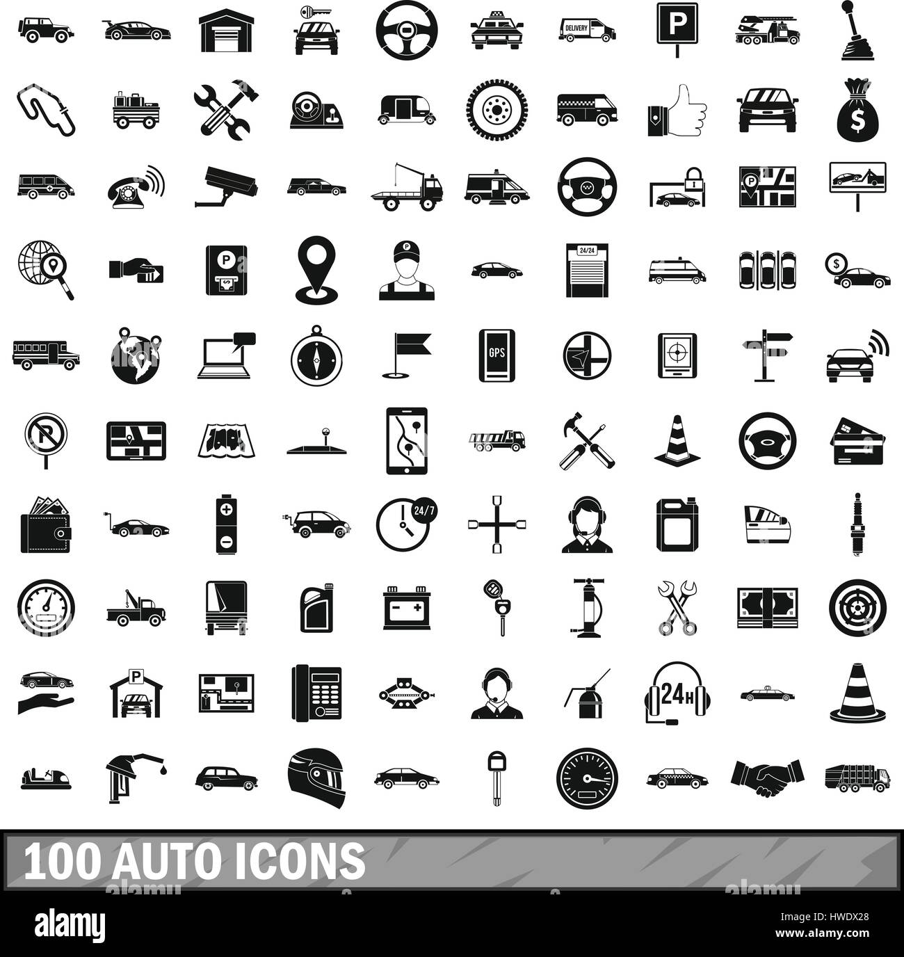 100 auto icons set, simple style Stock Vector Image & Art - Alamy
