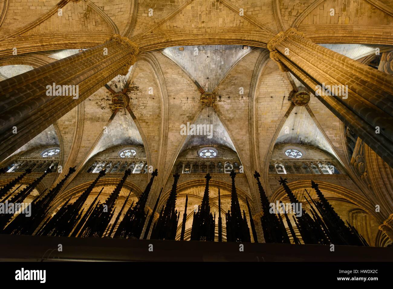 Spain, Catalonia, Barcelona, Barrio Gotico District, Cathedral of the Holy Cross and Saint ...