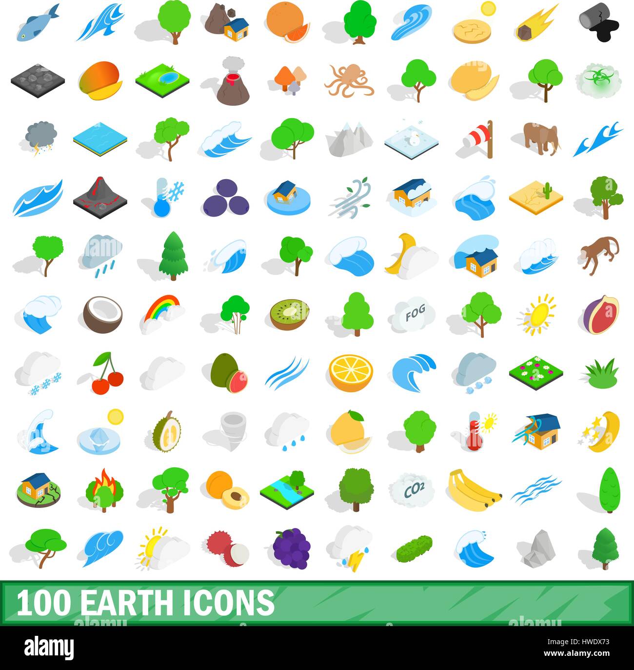 100 earth icons set, isometric 3d style Stock Vector Image & Art - Alamy
