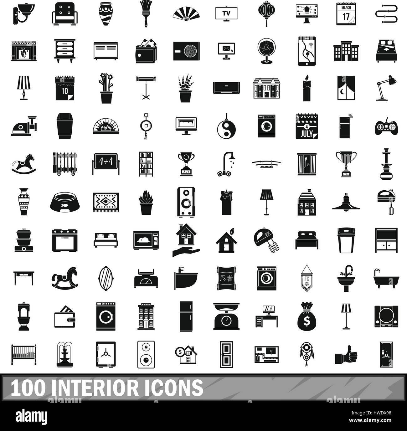 100 interior icons set, simple style Stock Vector Image & Art - Alamy