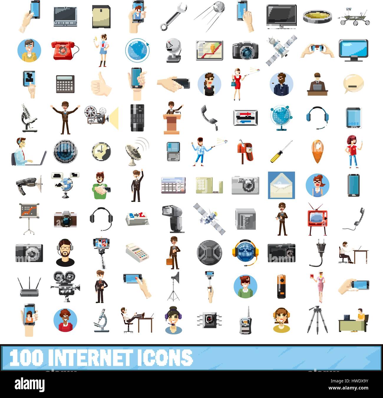 100 internet icons set, cartoon style Stock Vector Image & Art - Alamy