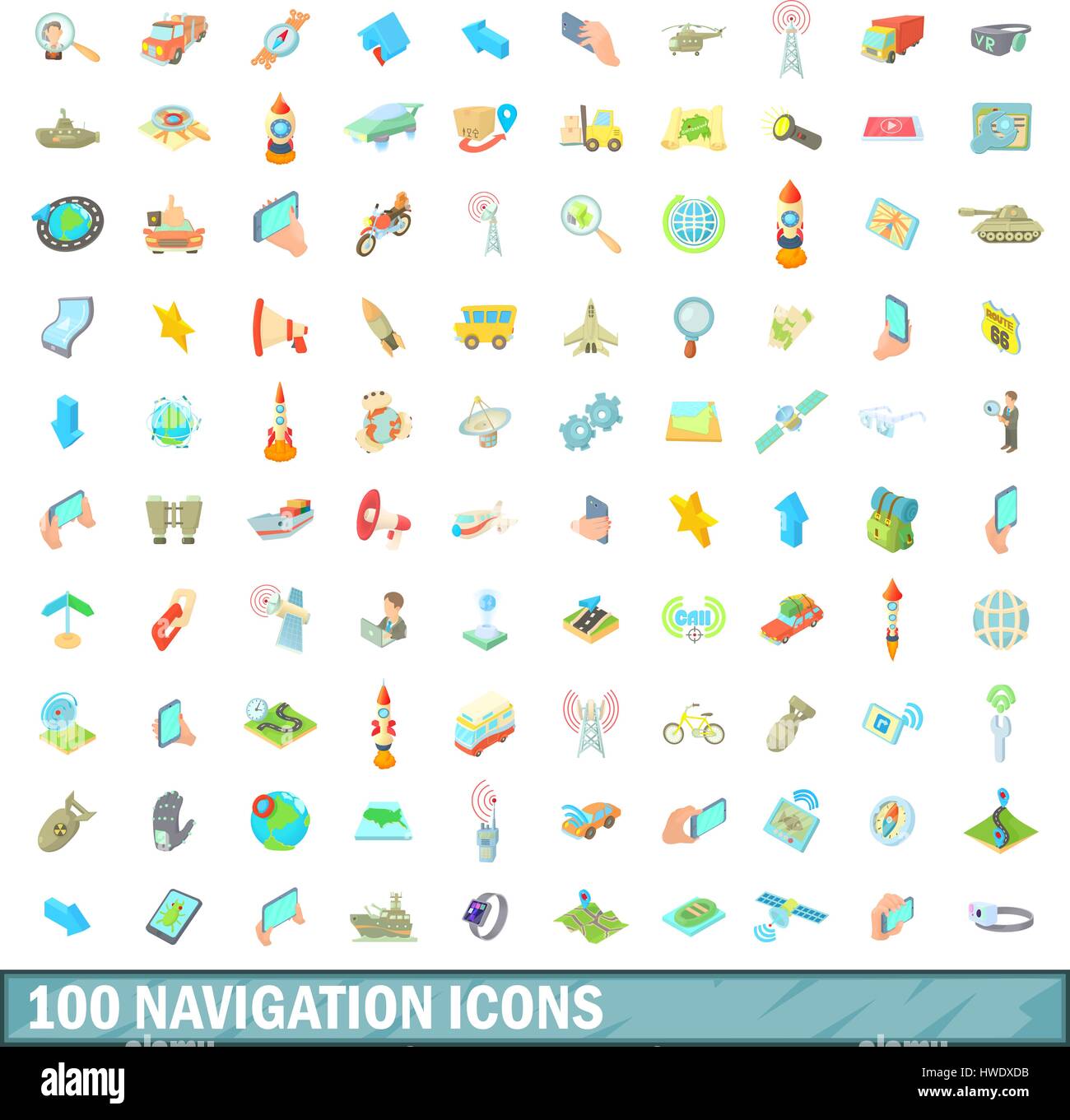 100 navigation icons set, cartoon style Stock Vector Image & Art - Alamy